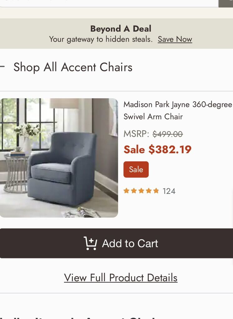 New Madison Park Jayne 360° Swivel Arm Chair | Recliners and Rocking ...