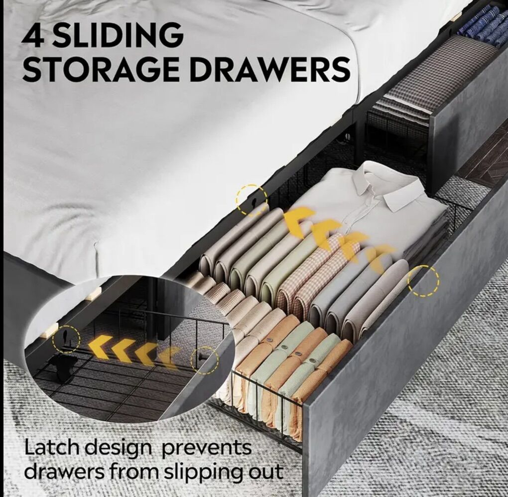 Queen Bed Frame — Brand New - Storage Drawers | Beds, Bed Frames | KSL ...