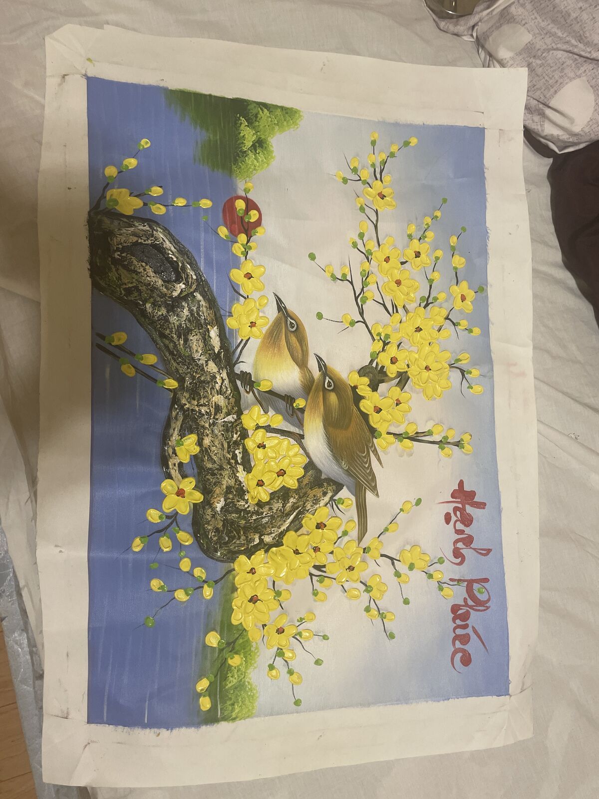 Vietnamese Canvas Art 2 Birds Perched on a Tree | Paintings & Artwork ...