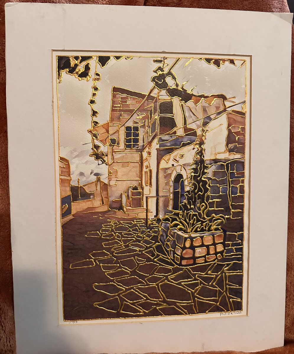 SPECTACULAR VINTAGE Pair of Gavriel Cohen Embossed Abstract Israel Art ...