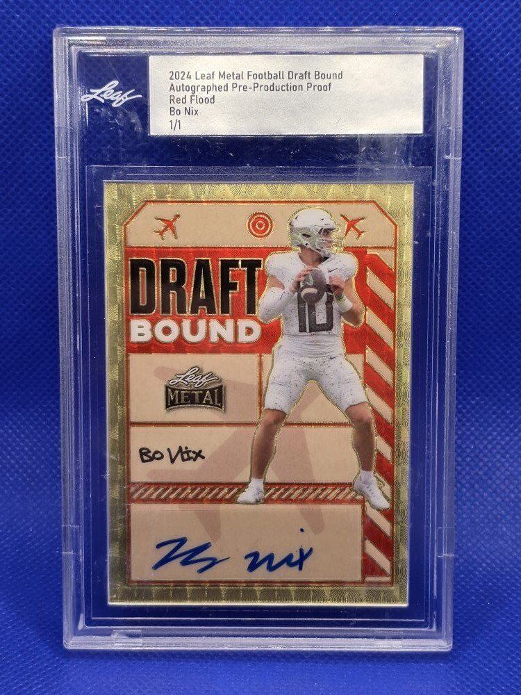 Bo Nix 2024 Leaf Metal Football Draft Bound Auto | Sports Memorabilia ...