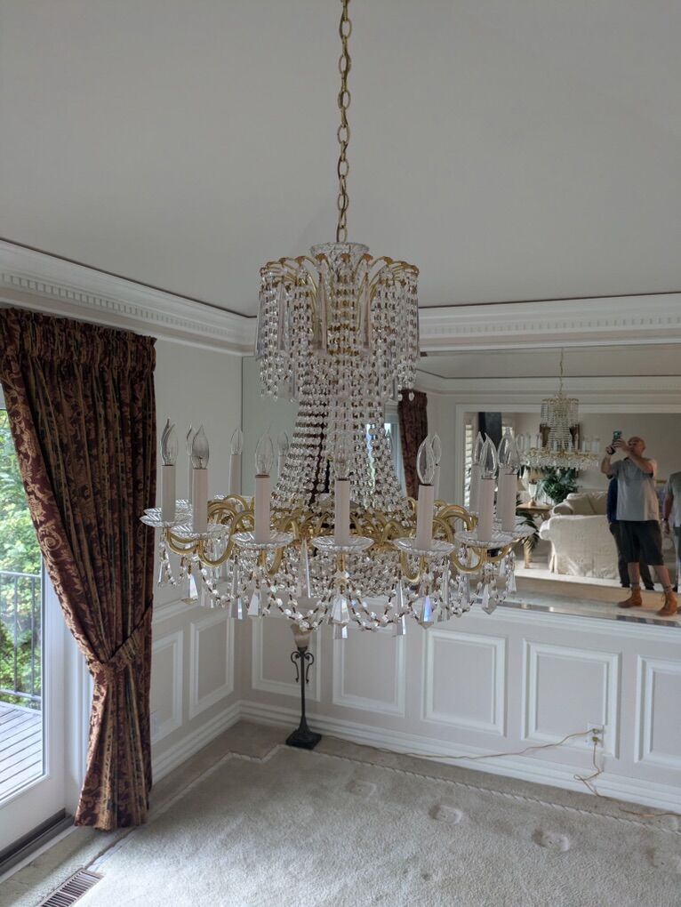 12 Light Brass/gold-tone Crystal Chandelier | Light and Electrical ...