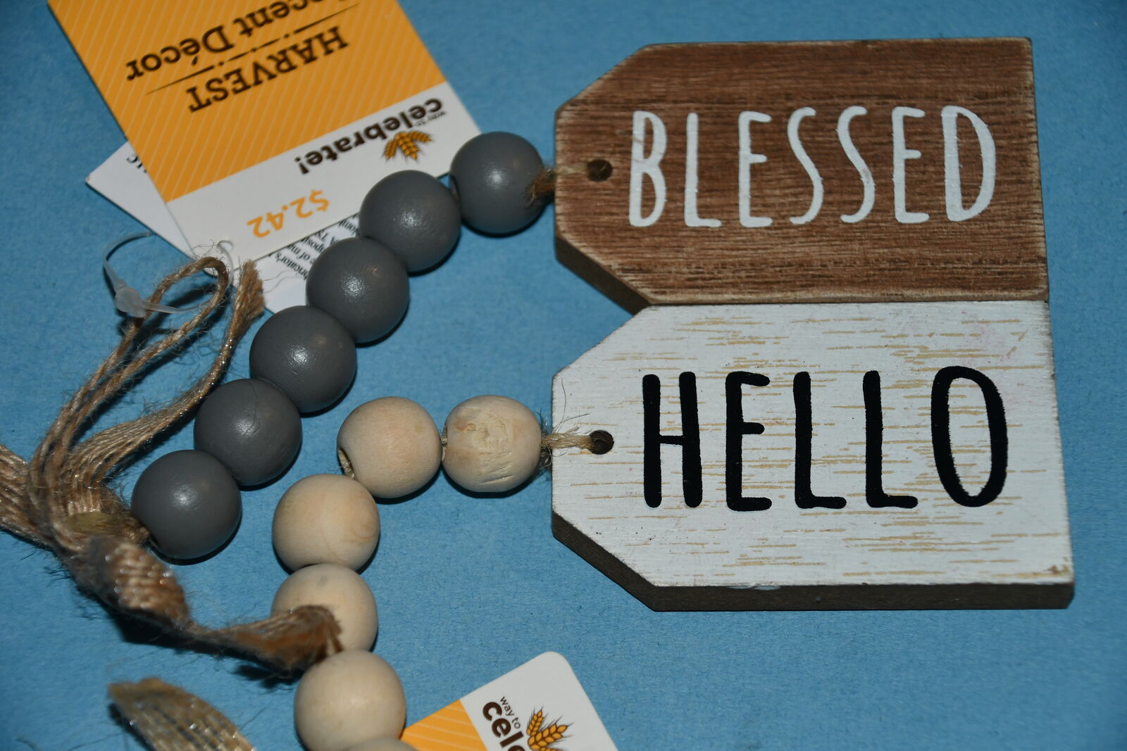 WHITE CERAMIC "GIVE THANKS" PUMPKIN +NWT "BLESSED" & "HELLO" BEAD SET ...