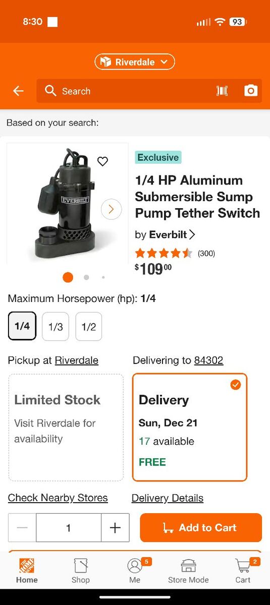 1/4 HP Everbult Submersible Sump Pump | Plumbing | KSL Classifieds