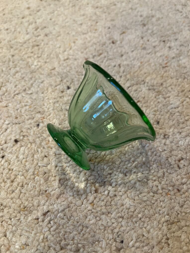 Green Depression Glass Individual Salt Dips/Cellars - Matching Set of 9 ...