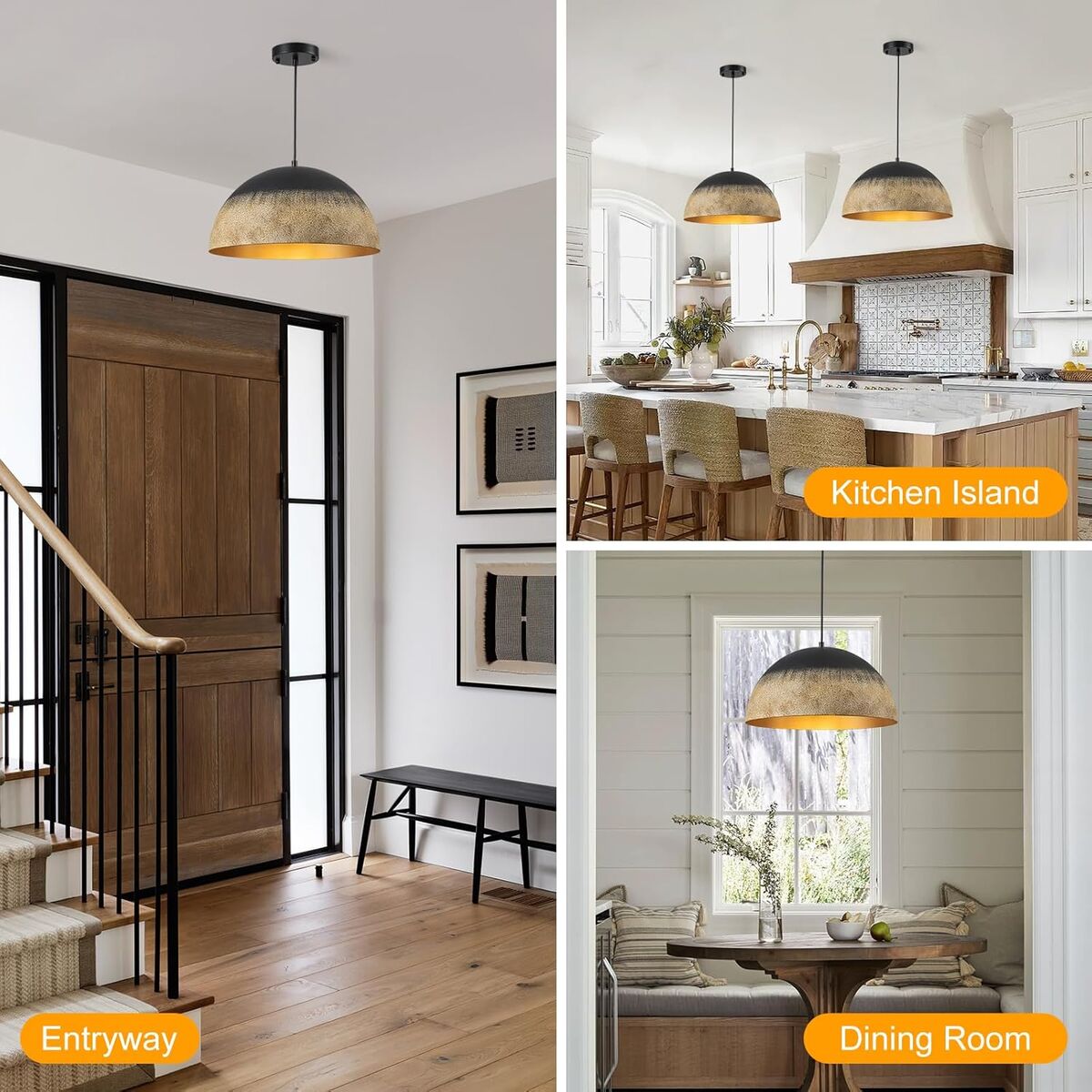 15.75" Black and Sandy Mud Rustic Pendant Dome Light | Light and ...