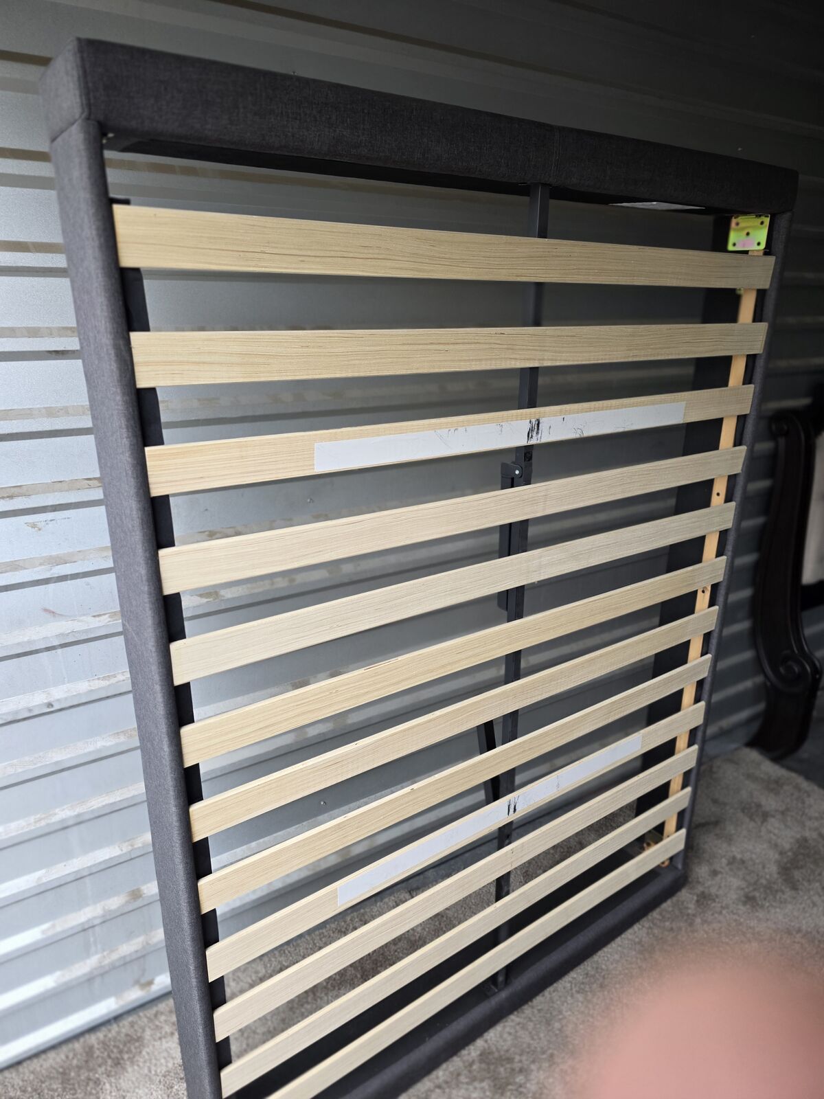 Upholstered Platform Bed Frame (Queen) — Wood Slat Support, No Box ...