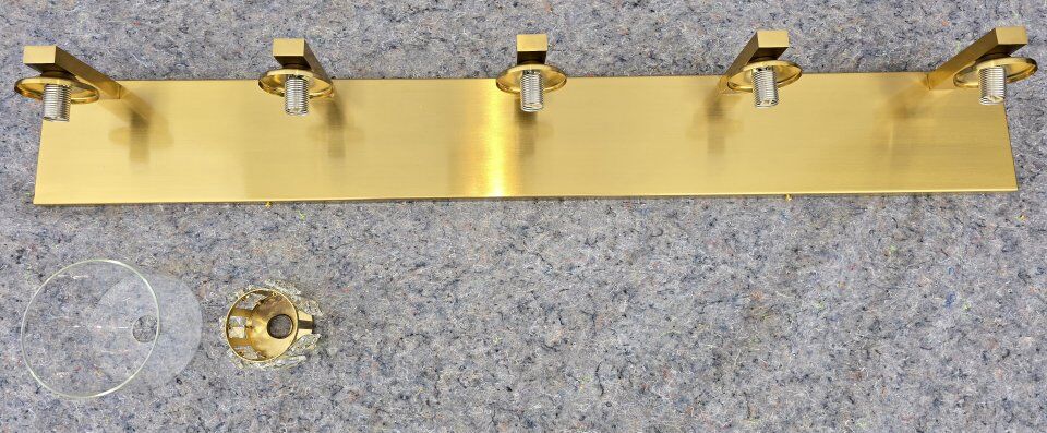 36 in. 5-Light Gold Vanity Light w/ Double Layer Clear Glass & Crystal ...