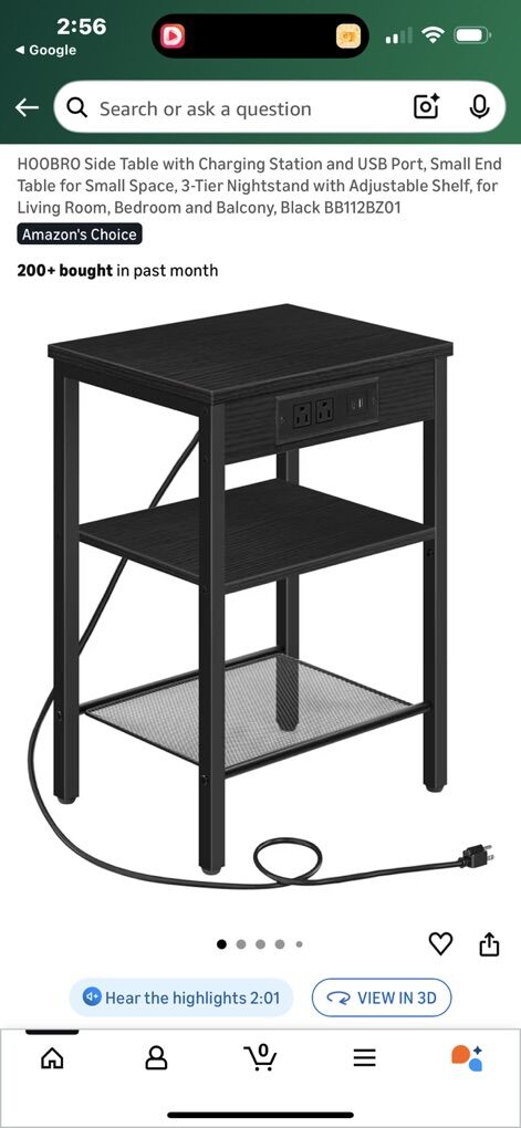 HOOBRO Side Table With Charging Station | Coffee Tables and End Tables ...