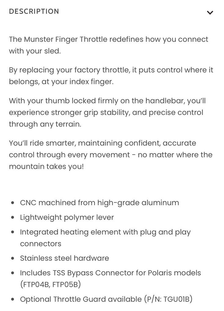 Munster Finger Throttle (w/ Guard) - Polaris | Snowmobile Parts | KSL ...