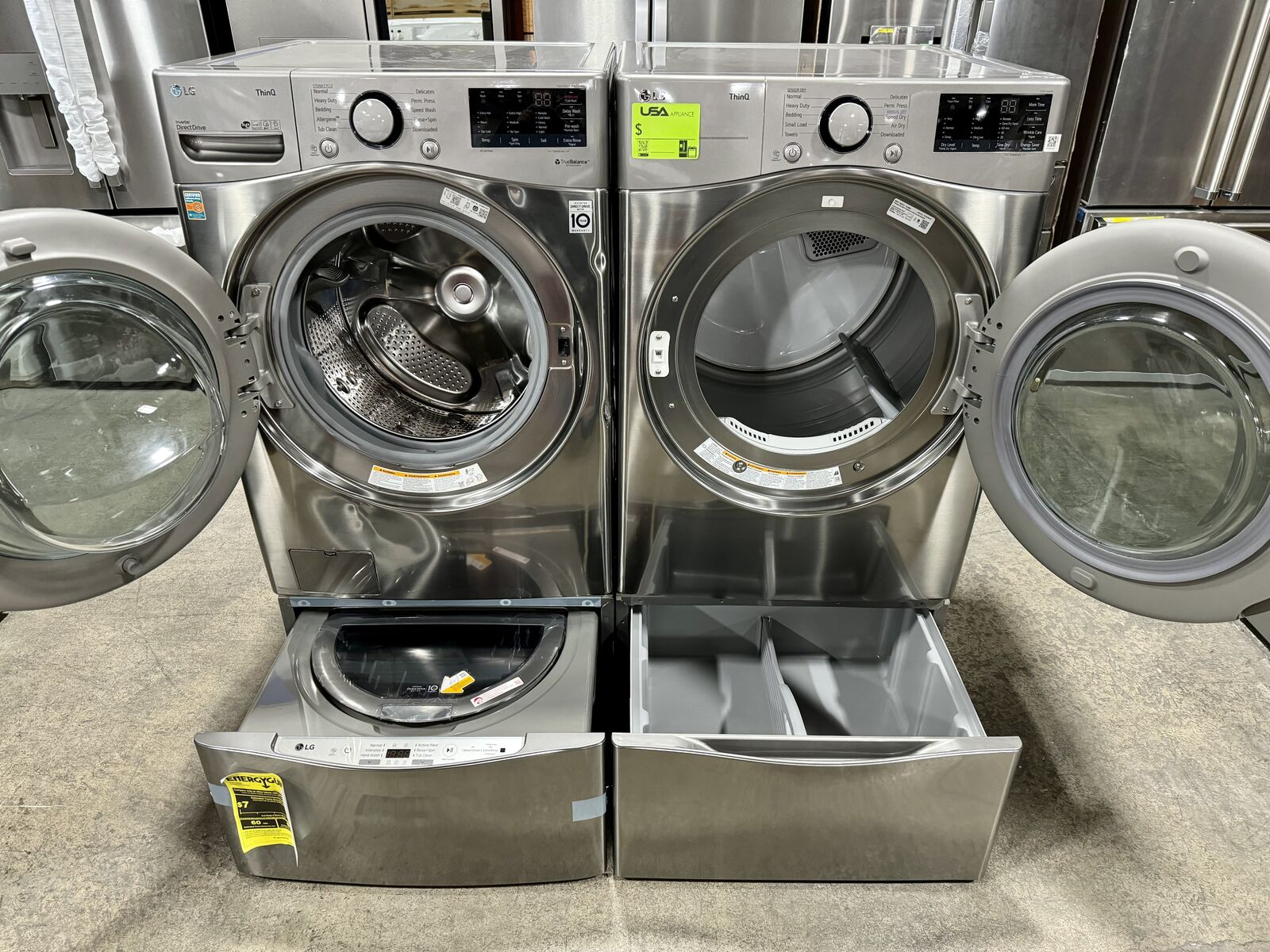 LG FRONT LOAD WASHER & DRYER WITH WASHING SIDEKICK PEDESTAL | Washers ...