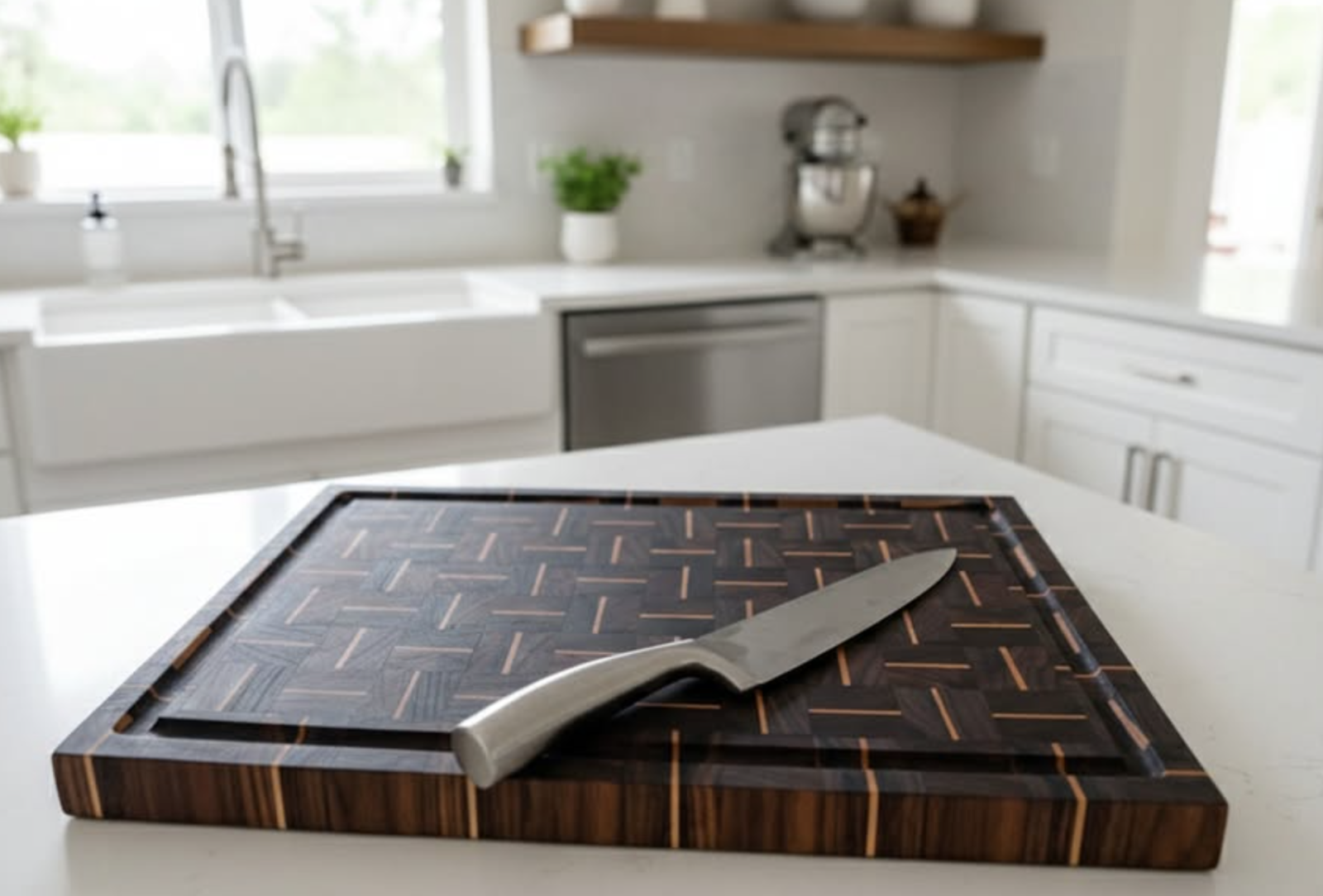 The Linear Weave | Figured Walnut & Hard Maple | Handmade End Grain ...