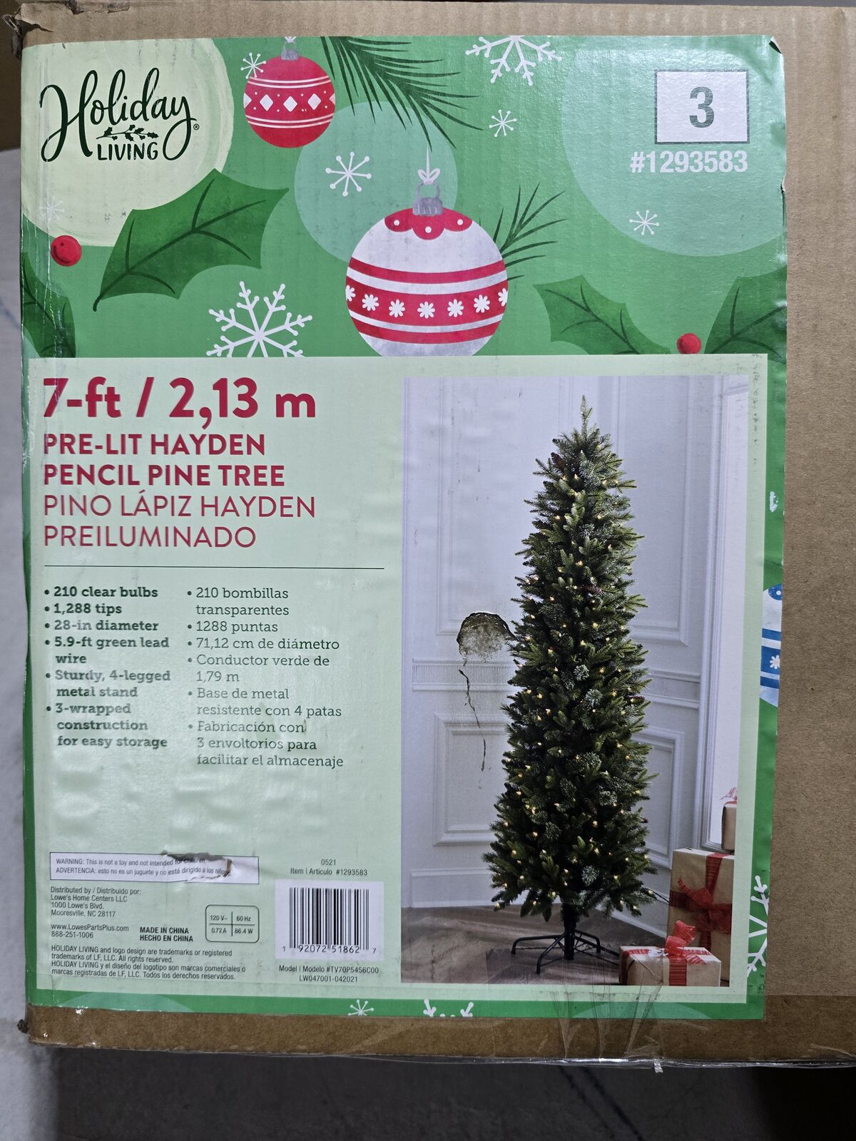 Holiday Living 7‑ft Pre‑Lit Hayden Pencil Pine Christmas Tree – $50 OBO ...