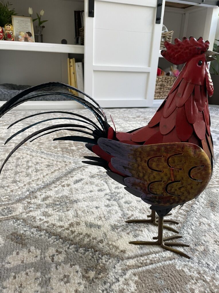Colorful Painted Metal Crowing Rooster 16 Inch | Home Decor | KSL ...