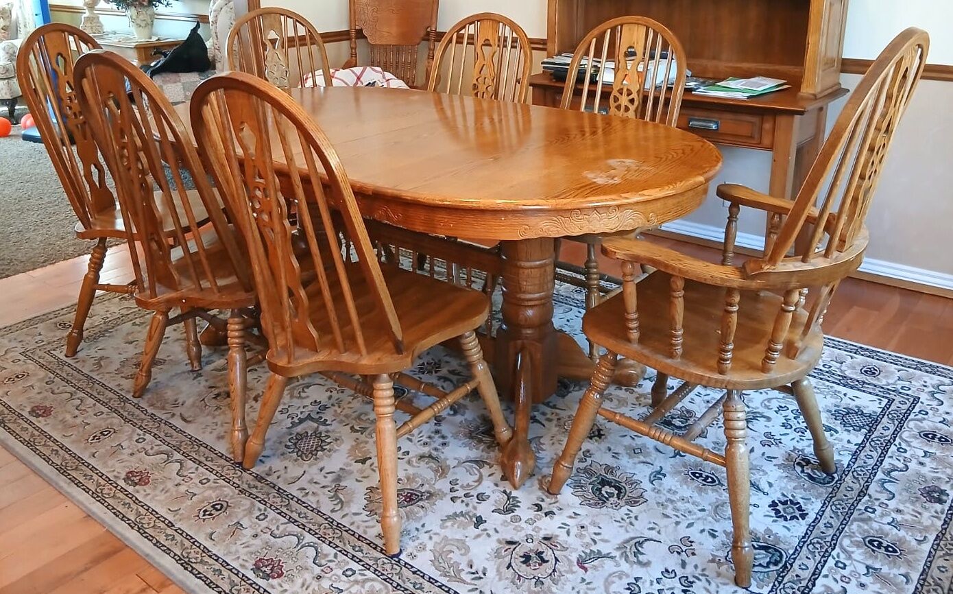 Solid Oak Dining Set – Oval Table + 7 Chairs | Coffee Tables and End ...