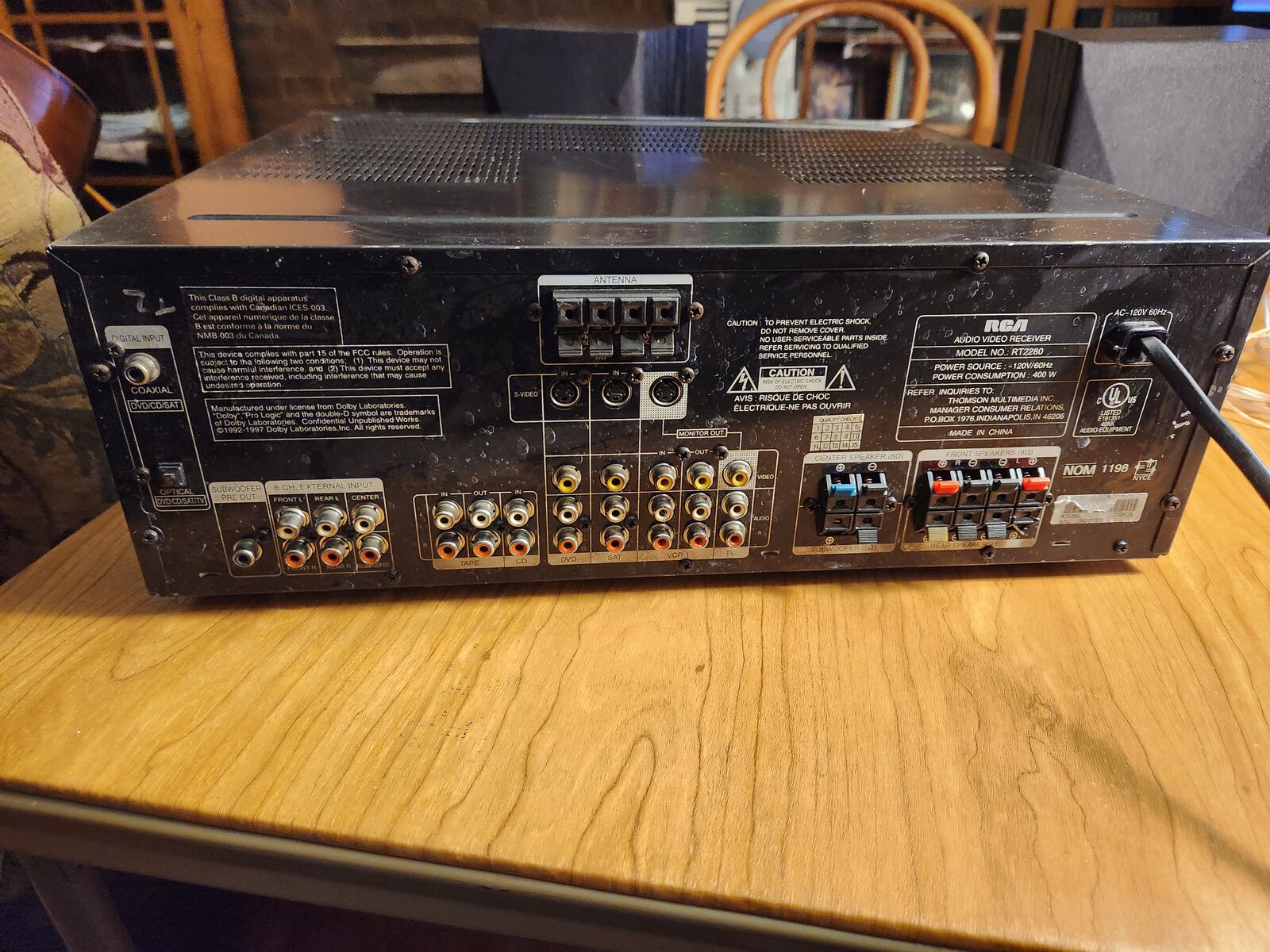 RCA stereo Receiver RT-2280, 6.1 Surround Sound, 1 digital optical port ...