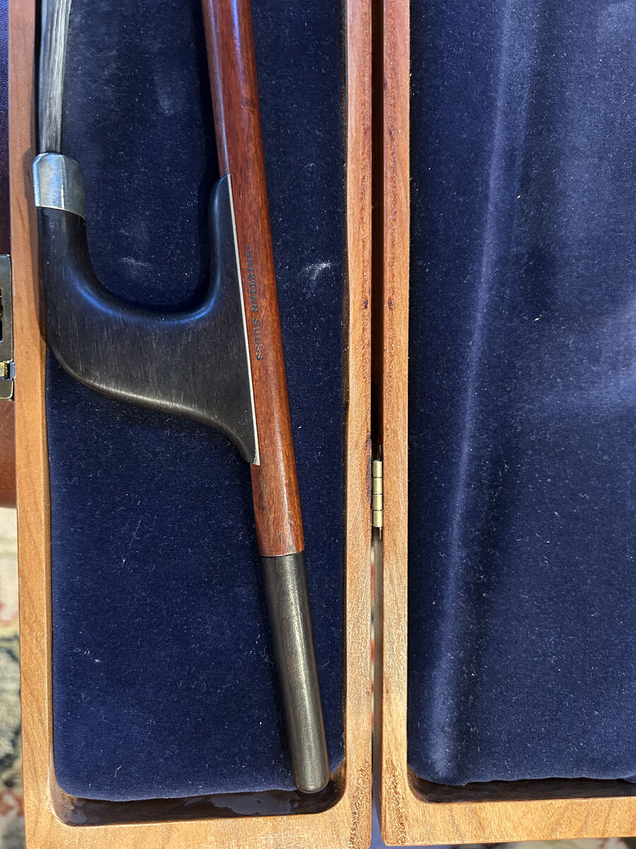 German-style Bass Bow, Christian Suess, Viennese Frog, German Silver ...