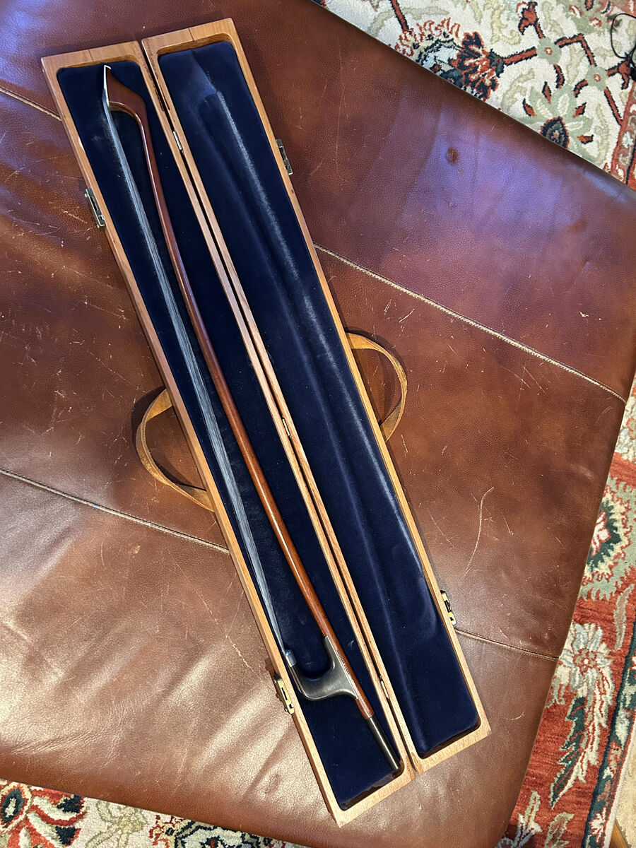 German-style Bass Bow, Christian Suess, Viennese Frog, German Silver ...