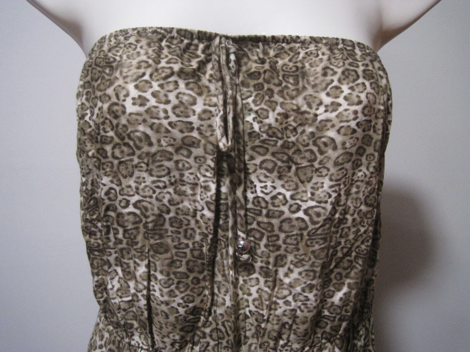 Kirra Leopard Print Maxi Dress Women's Large Strapless Brown Cream ...