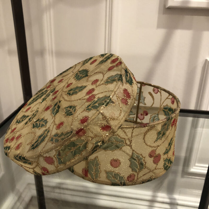 Christmas Holly Fabric Round Gift Box Decoration | Seasonal\Holiday ...