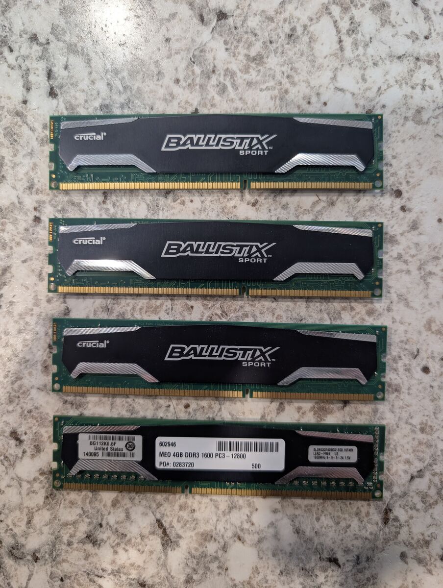 Used BALLISTIX SPORT DDR3 4GB RAM sticks (4) | Desktop Hardware and ...