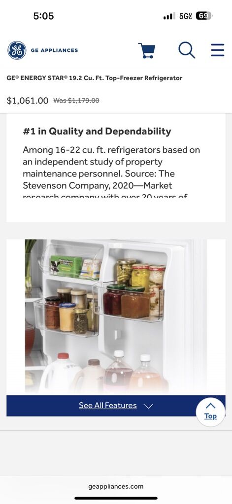 New GE White Refrigerator 19.2 Cu Ft Garage ready | Refrigerators ...