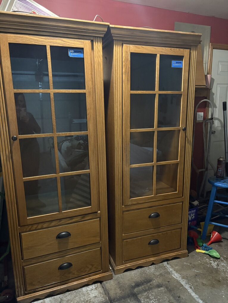 Solid Oak Display Hutch/ Glass Shelves | Buffets, Hutches and Curios ...