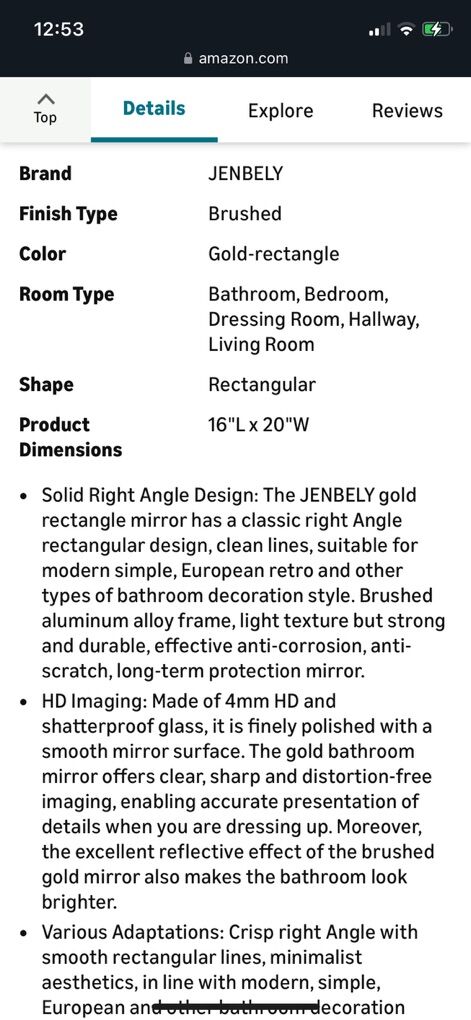 Gold Bathroom Mirror, 16x20 Rectangle Mirror, | Mirrors | KSL Classifieds