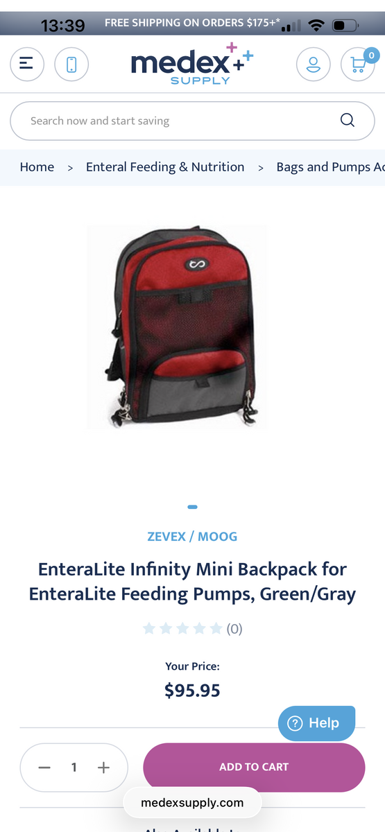 Infinity Enteral Feeding Pump Mini Backpack – Red (Moog) | Medical ...