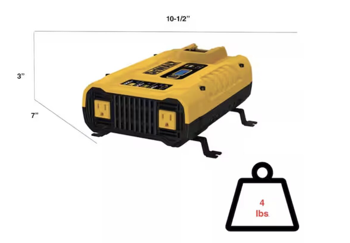 DEWALT 3-Way 1000-Watt Power Inverter Compatible with 20-Volt XR 5 AH ...
