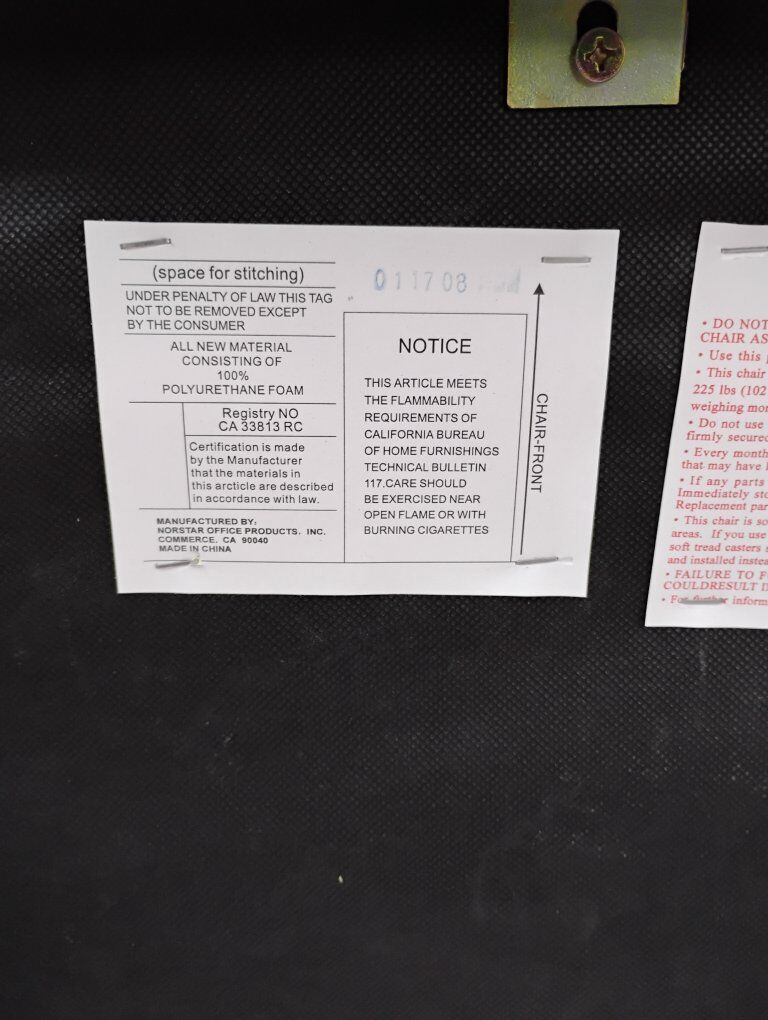 Black Vinyl And Mahogany Office Chair W/Casters | Office Furniture ...