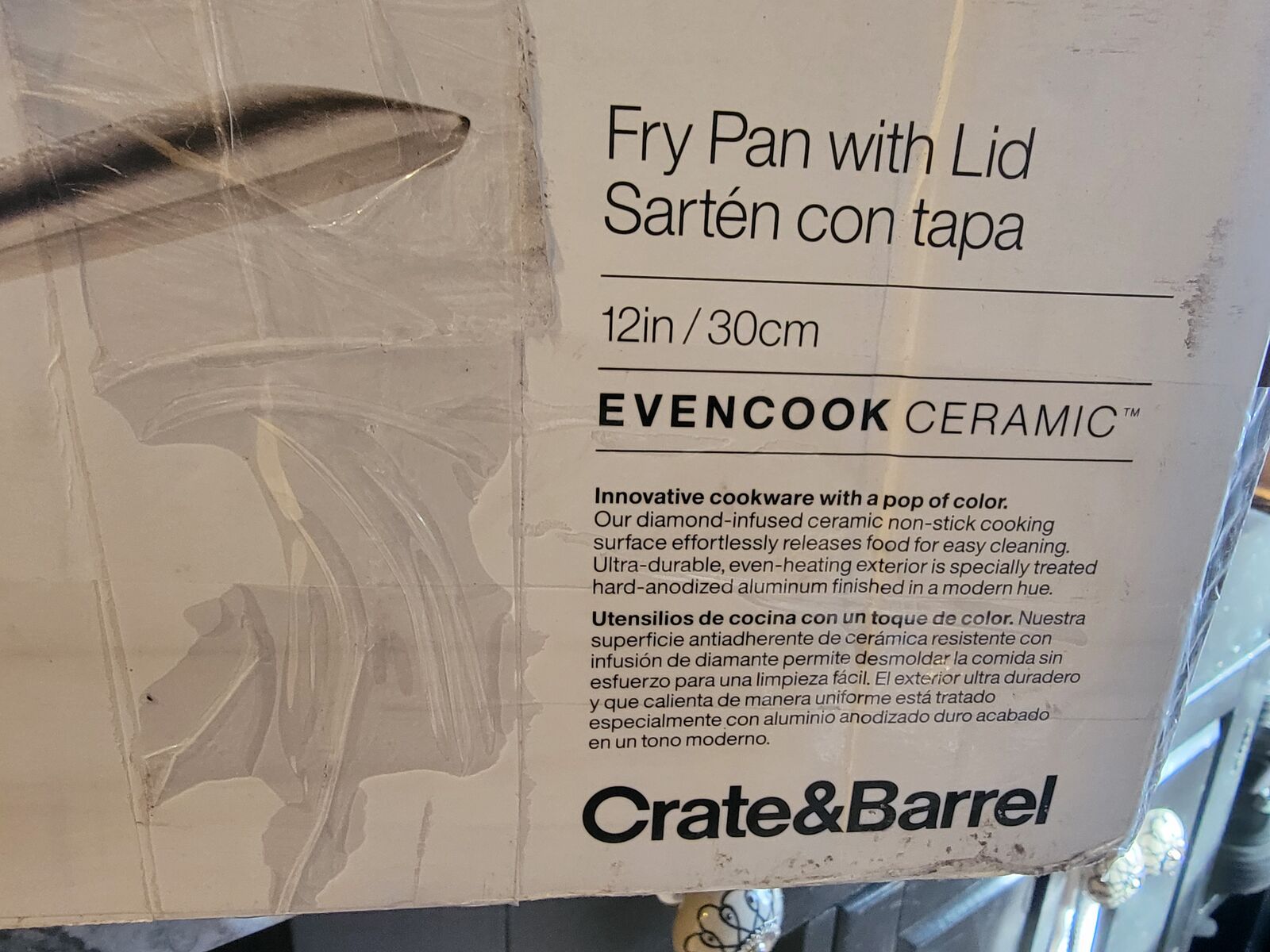 New in Box Crate & Barrel EvenCook Ceramic Grey Nonstick 12" Fry Pan ...