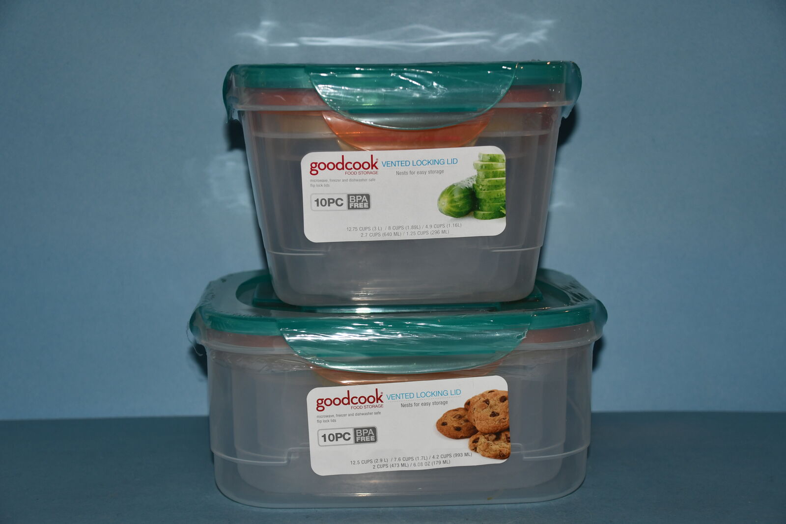 NEW, SEALED 20 PIECE SET "10 CONTAINERS & 10 LIDS" ~ ASSORTED SIZES ...