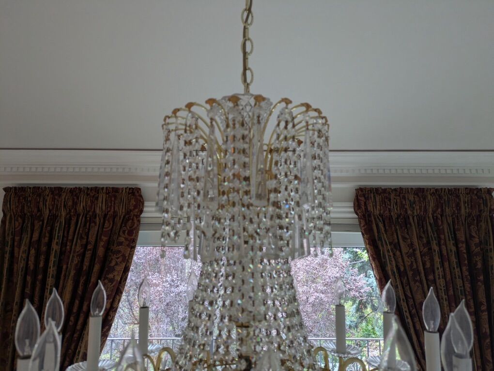 12 Light Brass/gold-tone Crystal Chandelier | Light and Electrical ...
