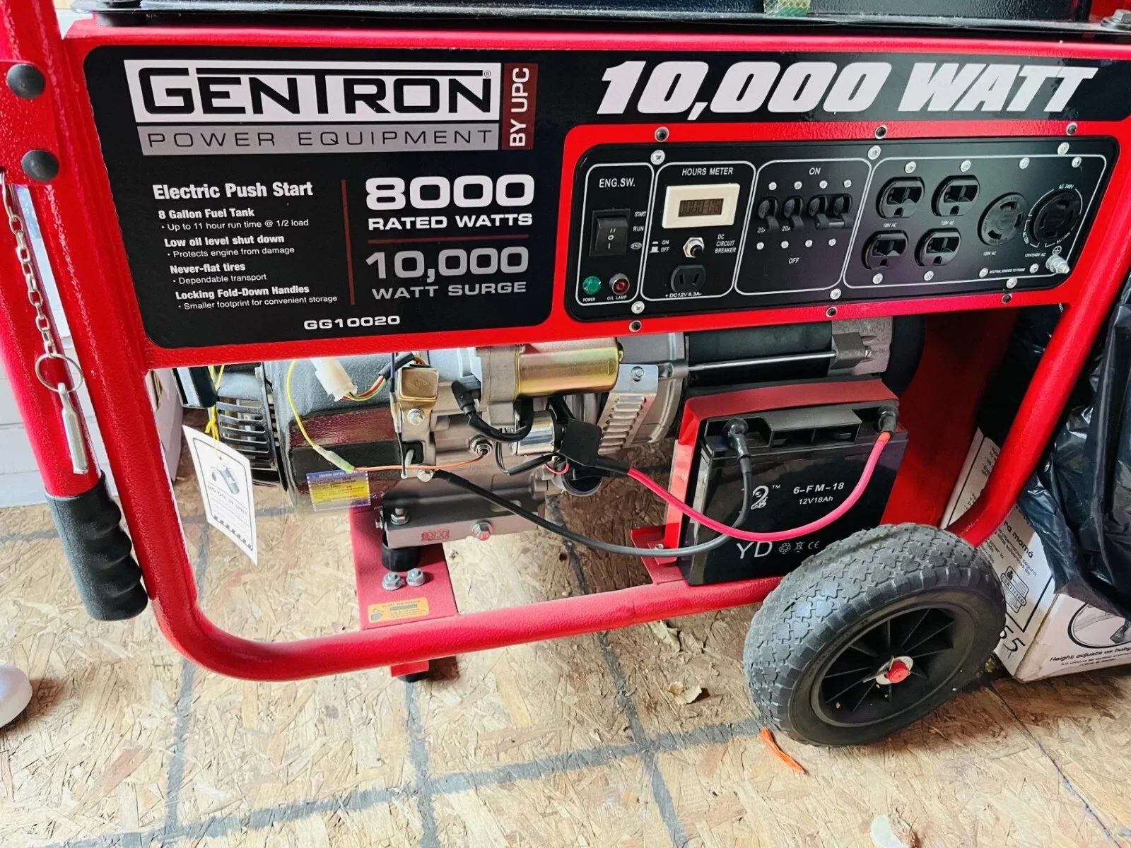 Gentron GG10020 8,000W / 10,000W Portable Gas Generator W/ Electric ...