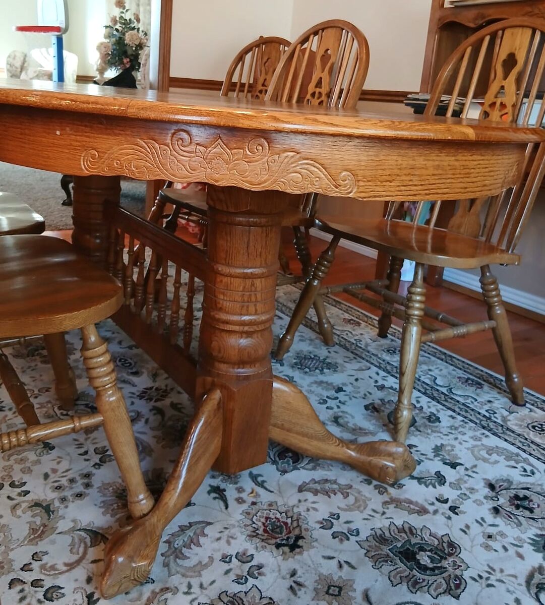 Solid Oak Dining Set – Oval Table + 7 Chairs | Coffee Tables and End ...