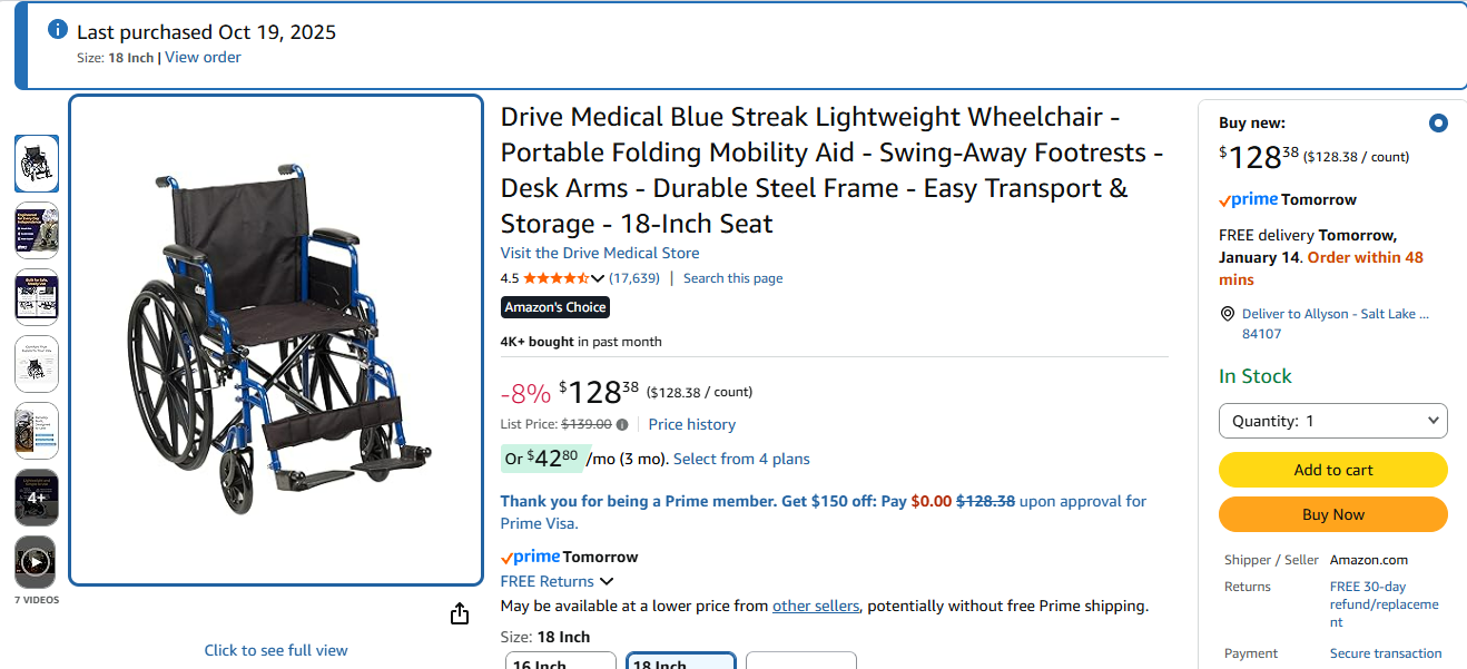 Drive Medical Blue Streak Lightweight Wheelchair - 18" -Inch | Medical ...
