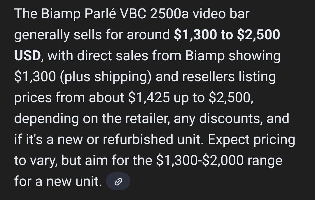 Biamp Parlé VBC 2500 Video confrenceing bar | Desktop Hardware and ...