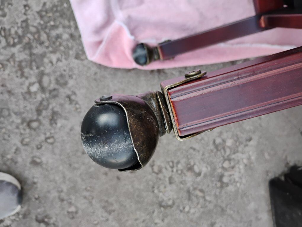 Black Vinyl And Mahogany Office Chair W/Casters | Office Furniture ...