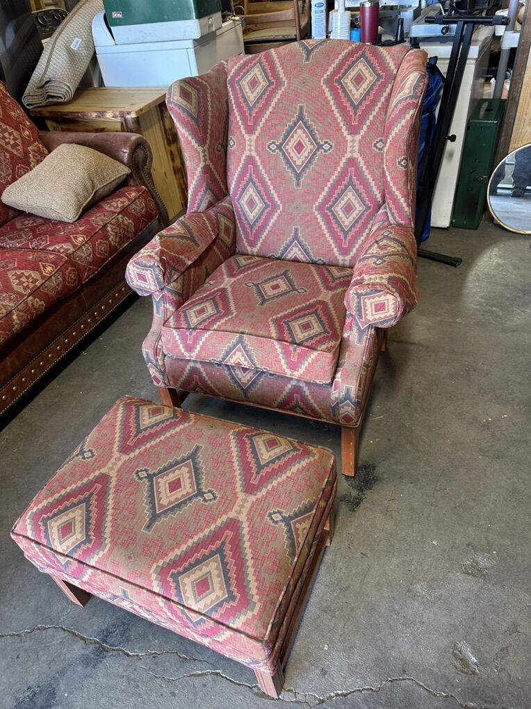 Southwestern Pattern Wingback Chair With Ottoman | Chairs | KSL Classifieds
