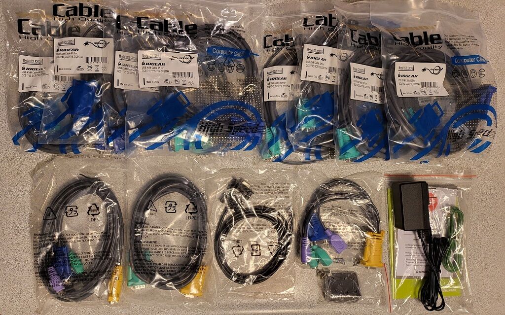 IOGEAR 8-Port USB PS/2 Combo VGA KVM Switch with 8 USB KVM Cables ...