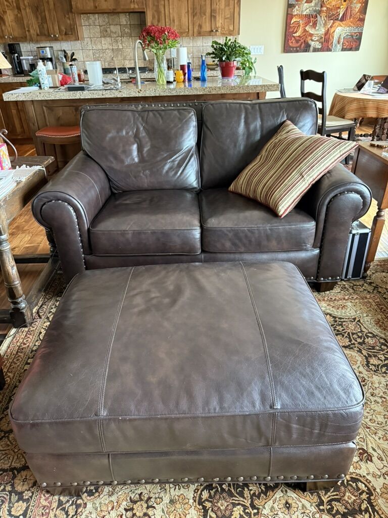 Leather sofa, love seat, chair, and ottoman | Couches and Loveseats ...