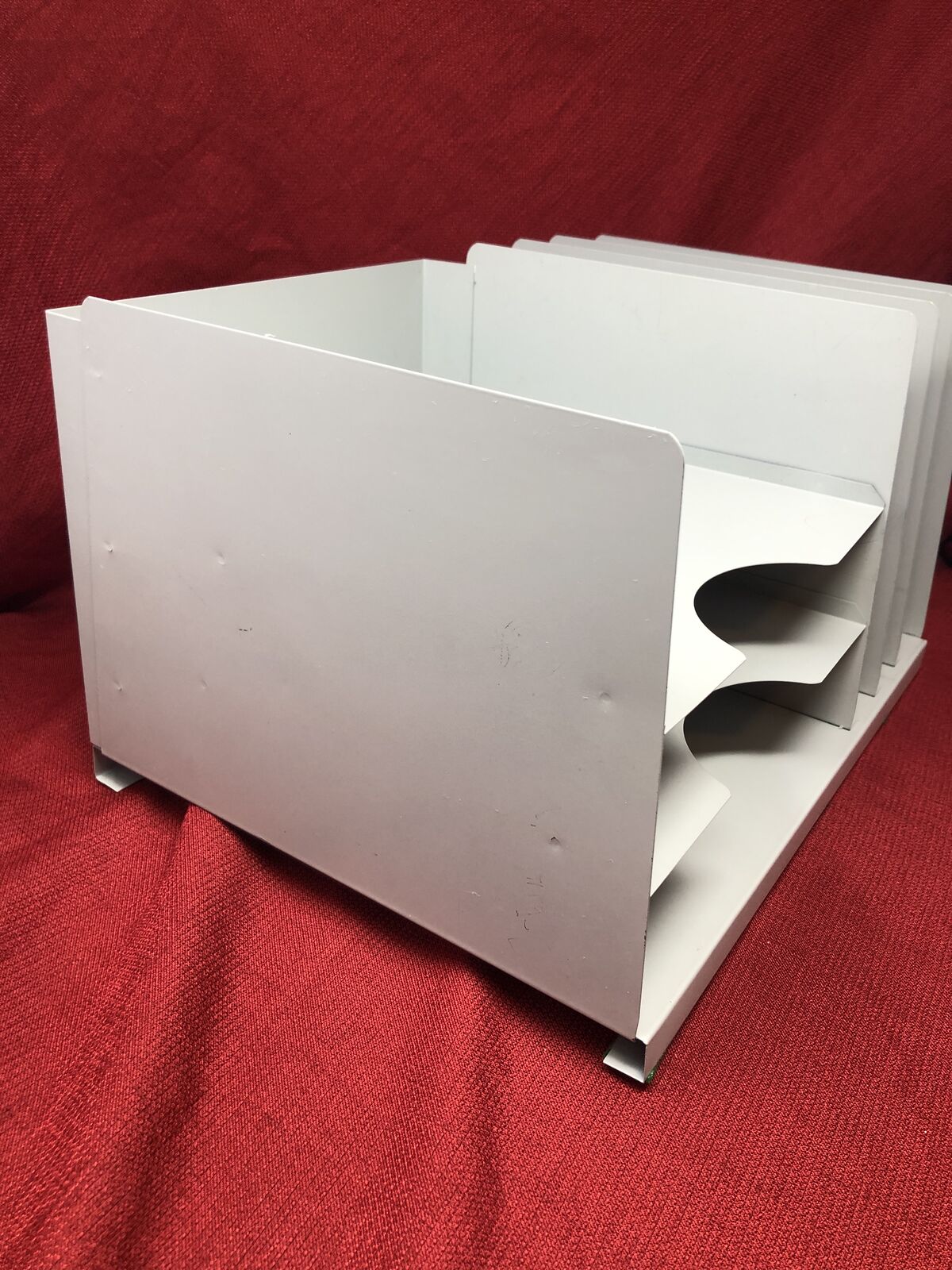 Vintage Gray Metal Desk Organizer | File Sorter & Letter Tray Combo ...