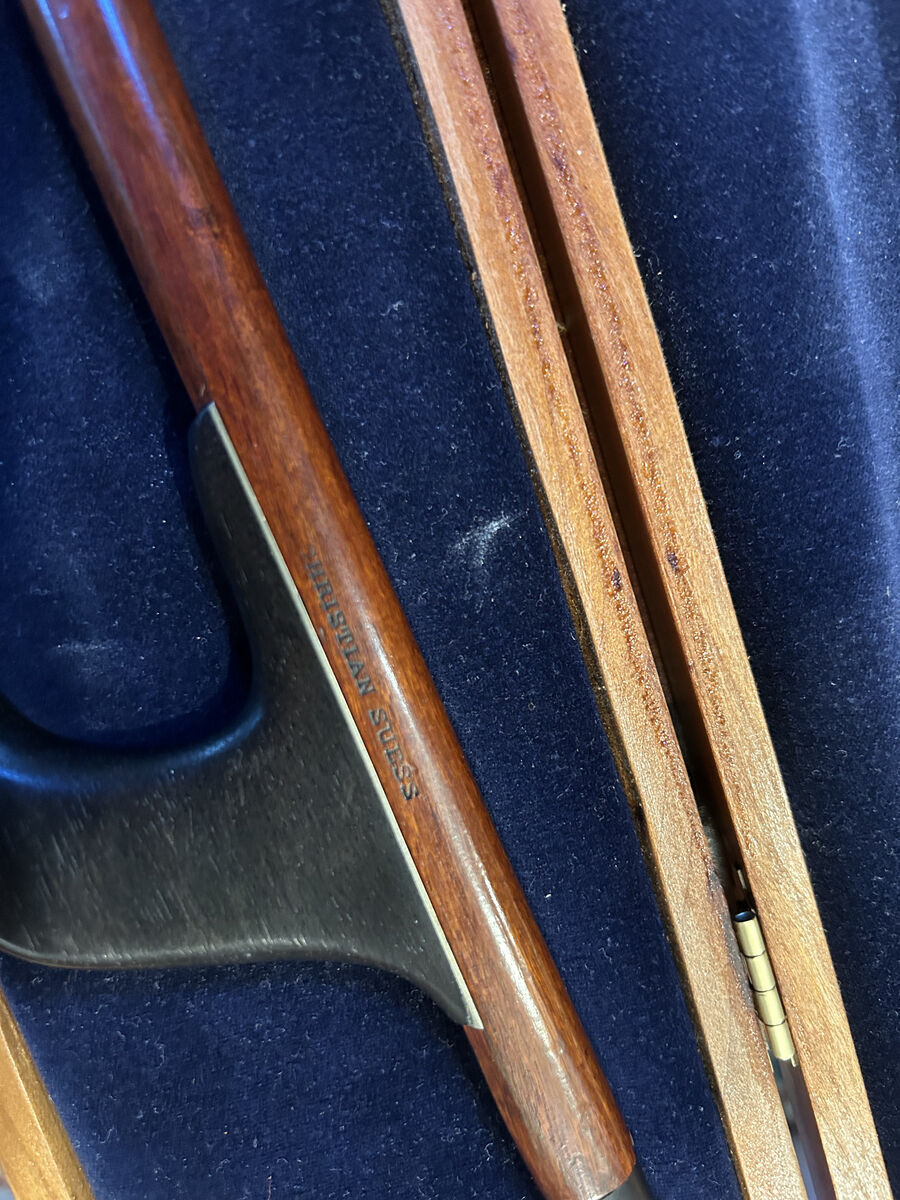 German-style Bass Bow, Christian Suess, Viennese Frog, German Silver ...