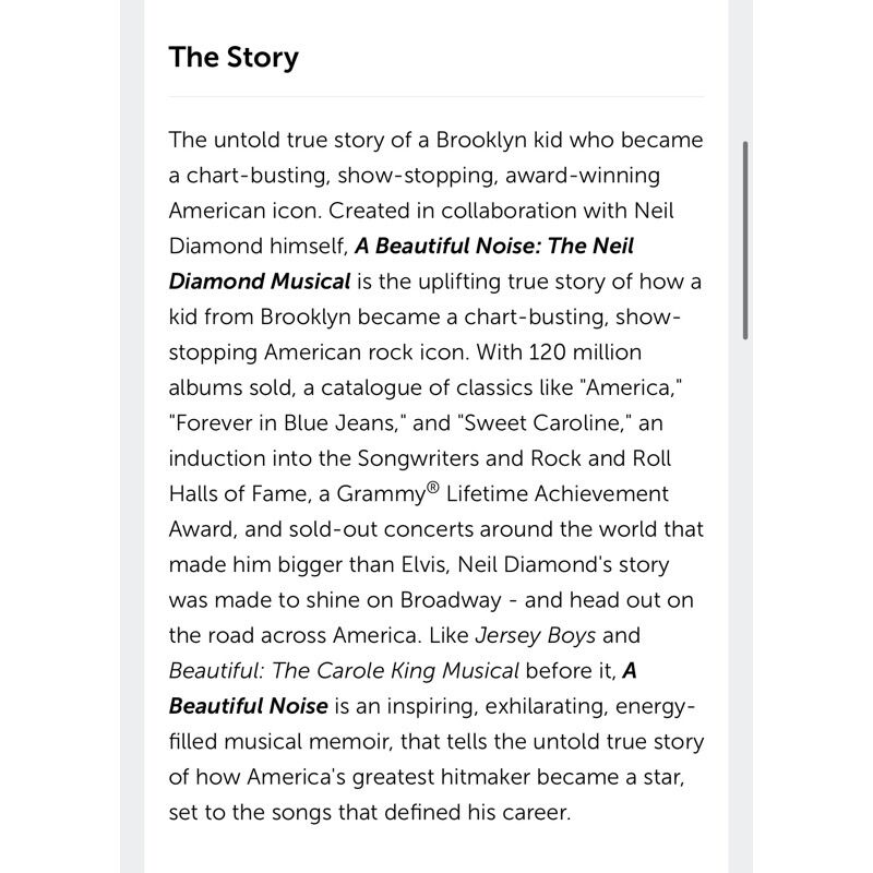 5th ROW Neil Diamond Beautiful Noise Musical 1/25 | Theater | KSL ...