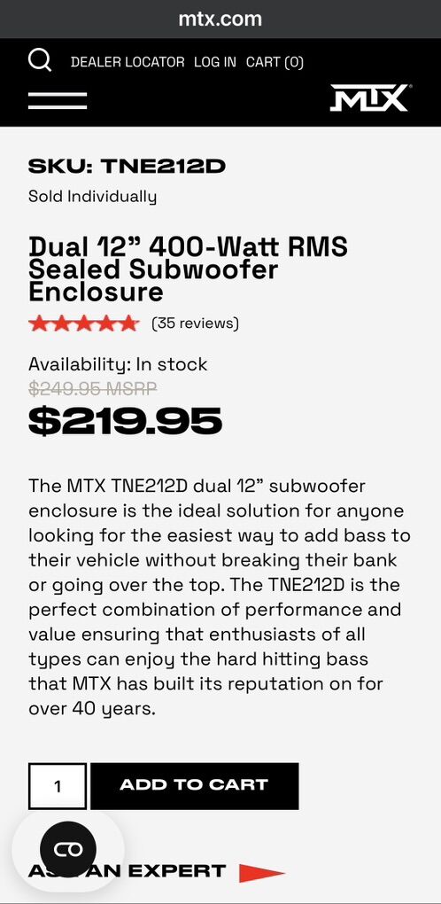 MTX Dual 12-Inch Subwoofers with sealed Enclosure | Car Audio and Video ...