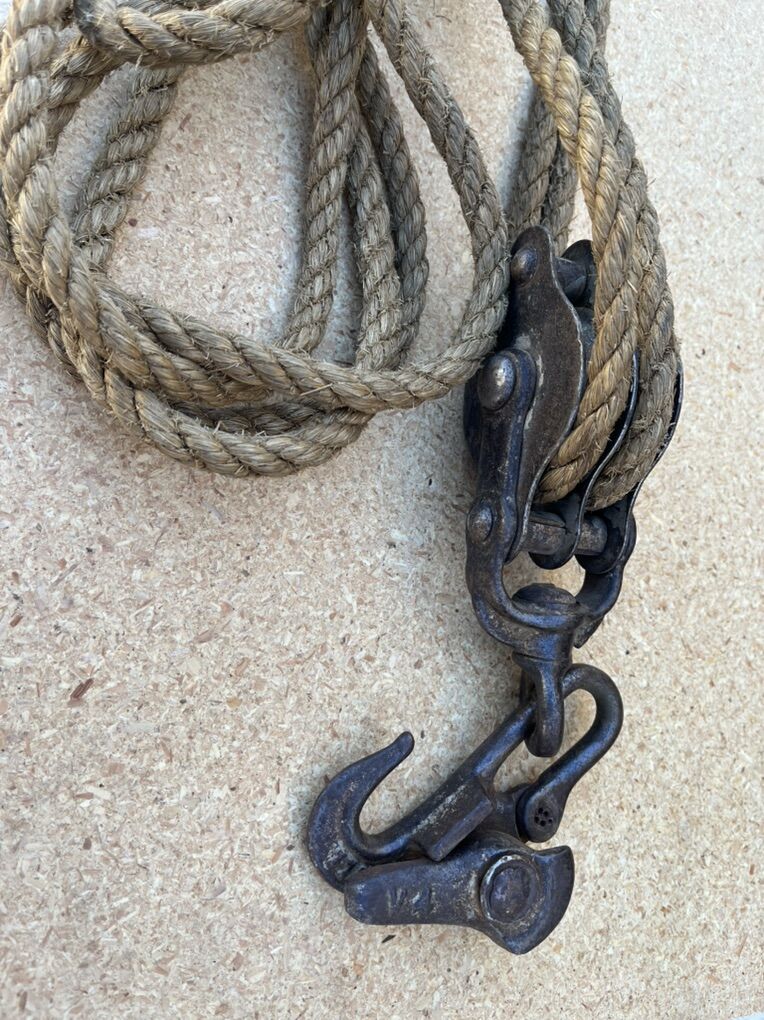 Vintage Barn Pulley Block and Tackle with a Fence Stretcher - Great ...