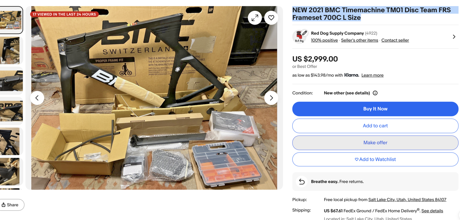 NEW 2021 BMC Timemachine TM01 Disc Team FRS Frameset 700C L Size | Road Bikes | KSL Classifieds